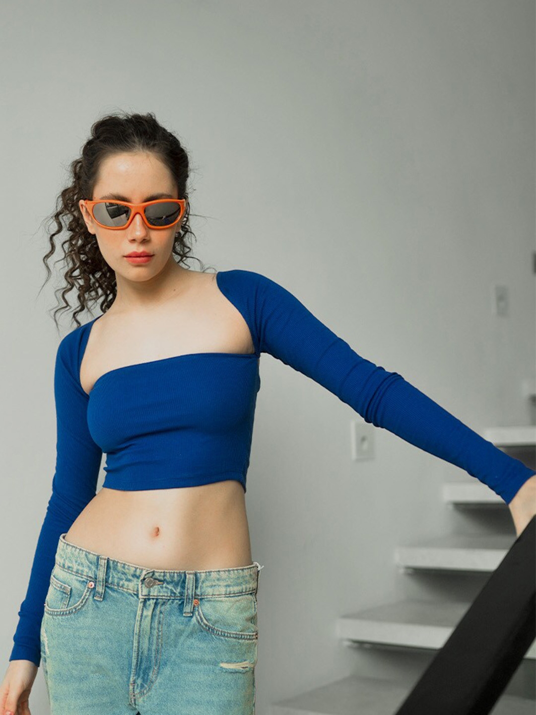 Buy Bonkers Corner Square Neck Cut Outs Fitted Cotton Crop Top Tops