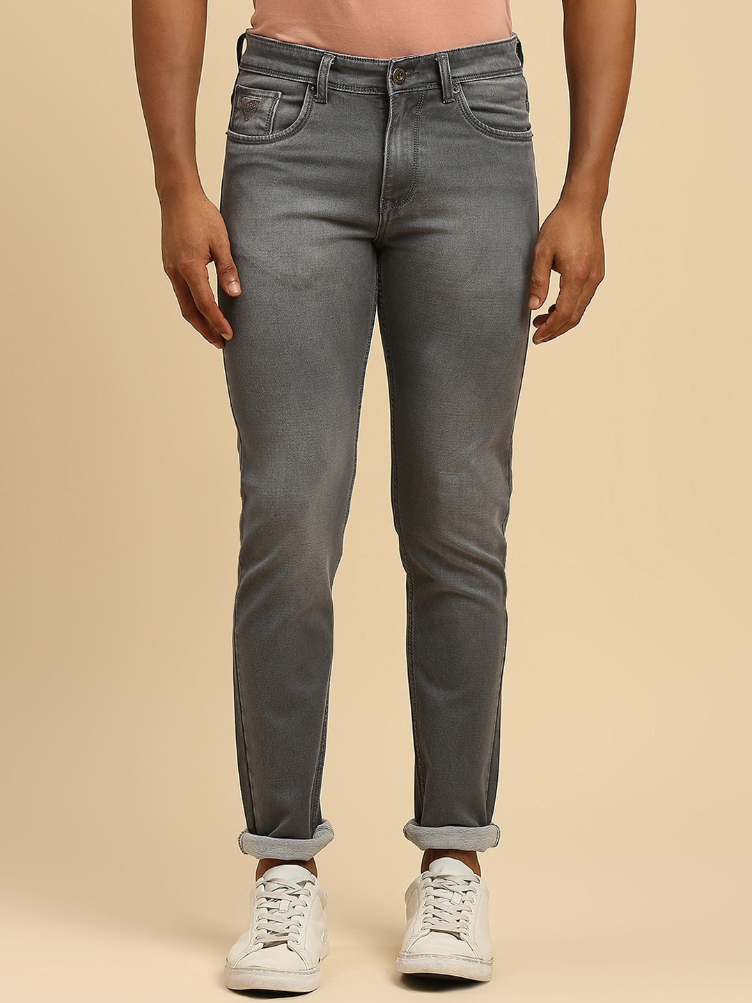 Buy HJ HASASI Men Slim Fit Clean Look Light Fade Pure Cotton Jeans ...