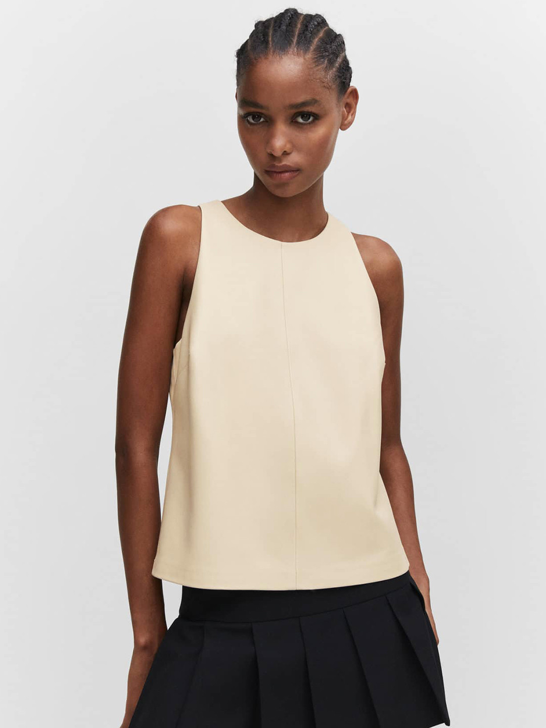 Buy MANGO Solid Leather Effect Tank Top - Tops for Women 24705700 | Myntra