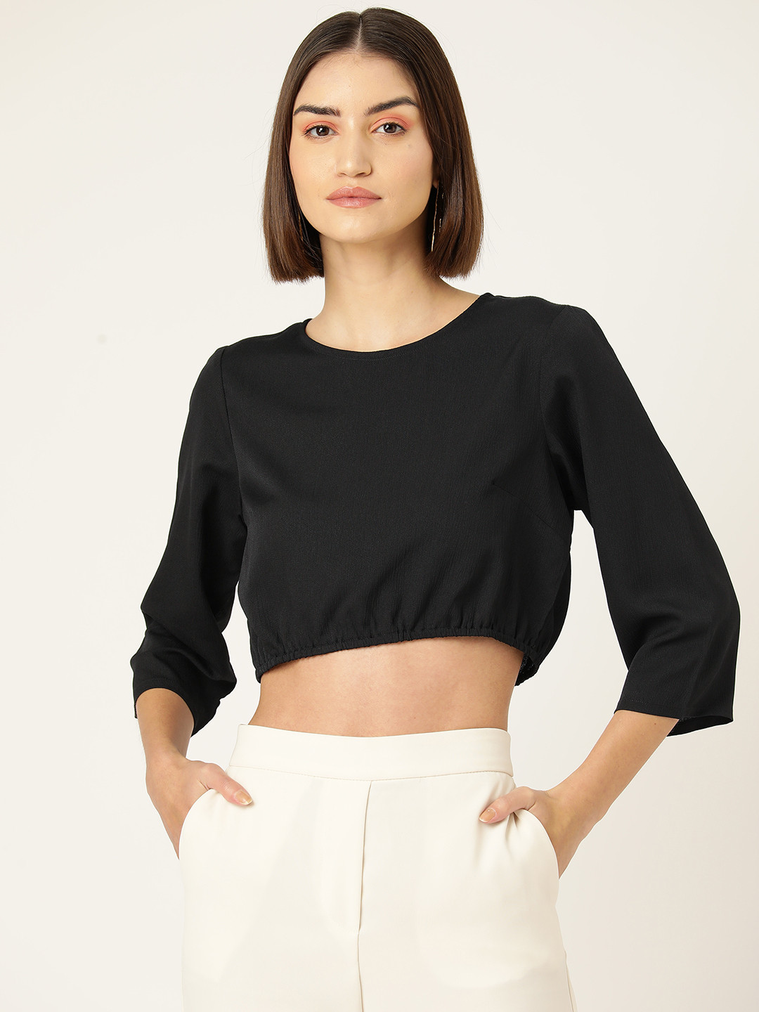 Buy Sleek Italia Crepe Crop Top - Tops for Women 24710420 | Myntra
