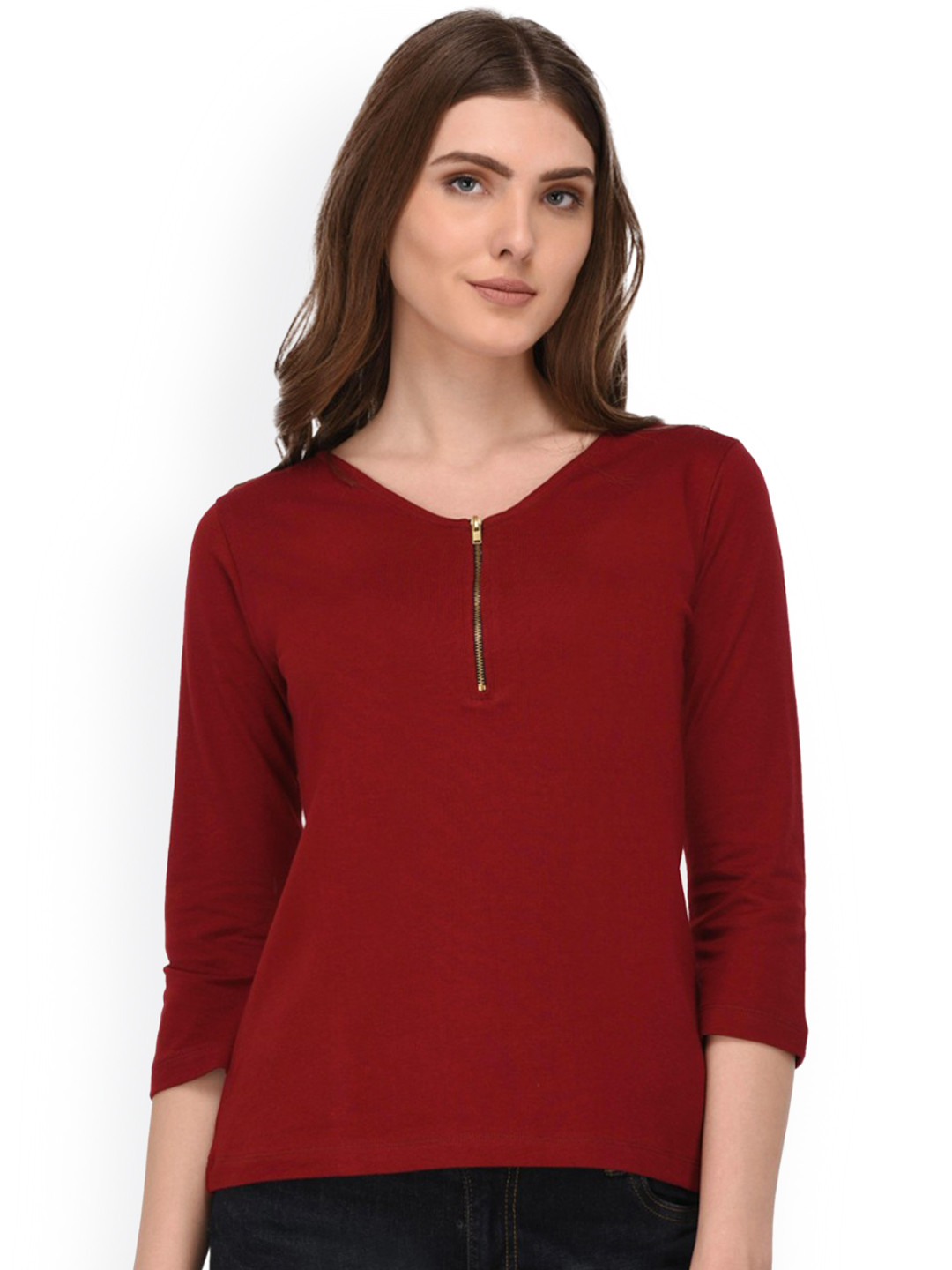 Buy Rigo Women Maroon Solid Fitted Top - Tops for Women 2471322 | Myntra
