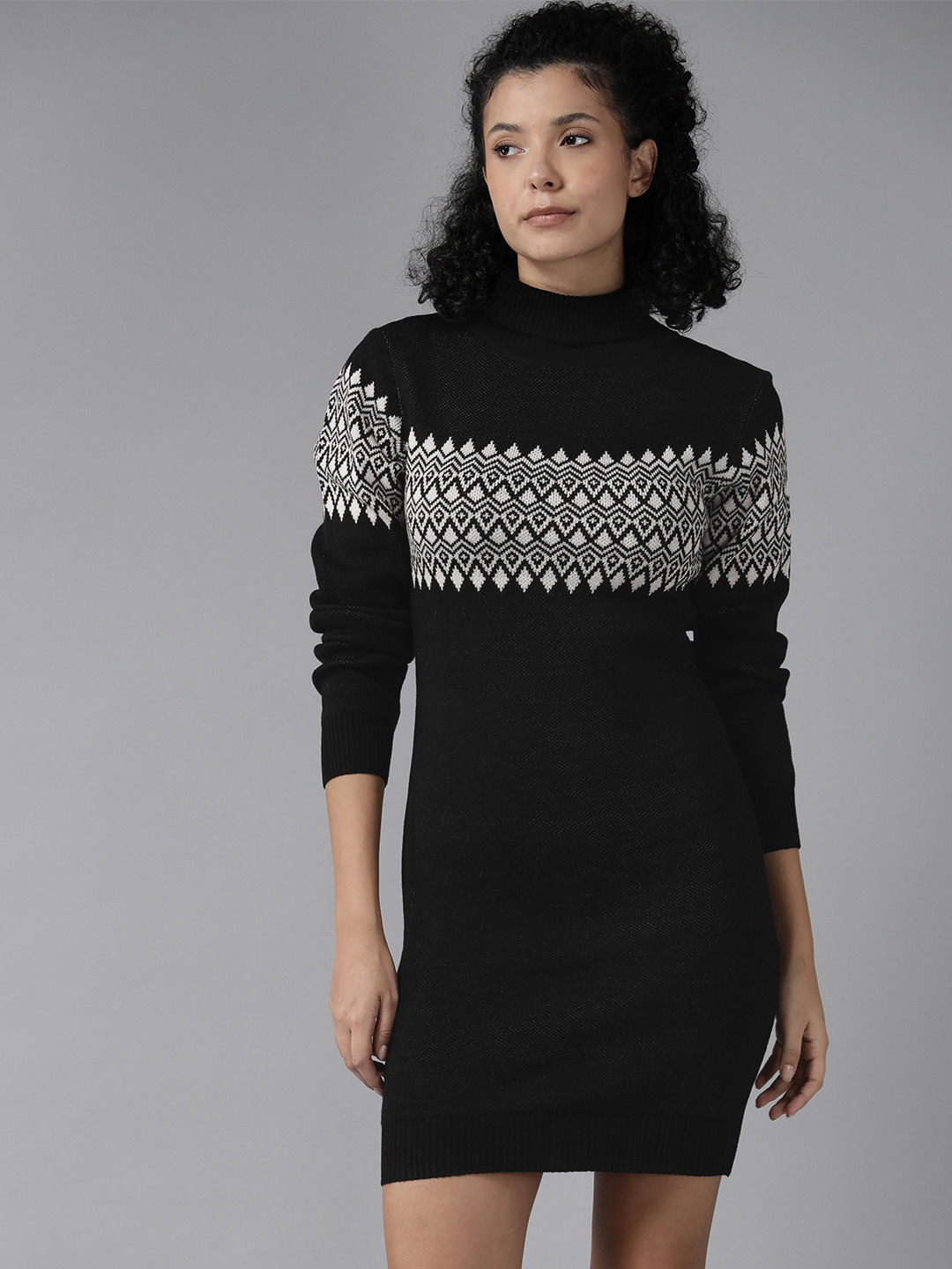 Buy Roadster Geometric Printed Jumper Mini Dress - Dresses for Women ...