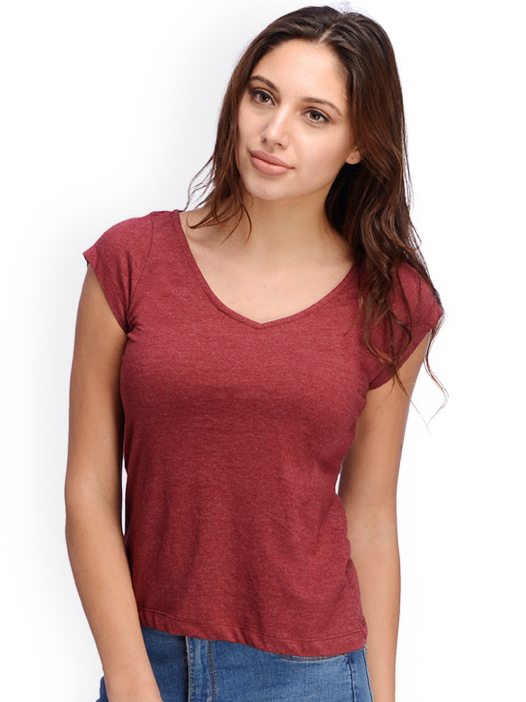 Buy Rigo Women Maroon Solid Fitted Pure Cotton Top - Tops for Women ...