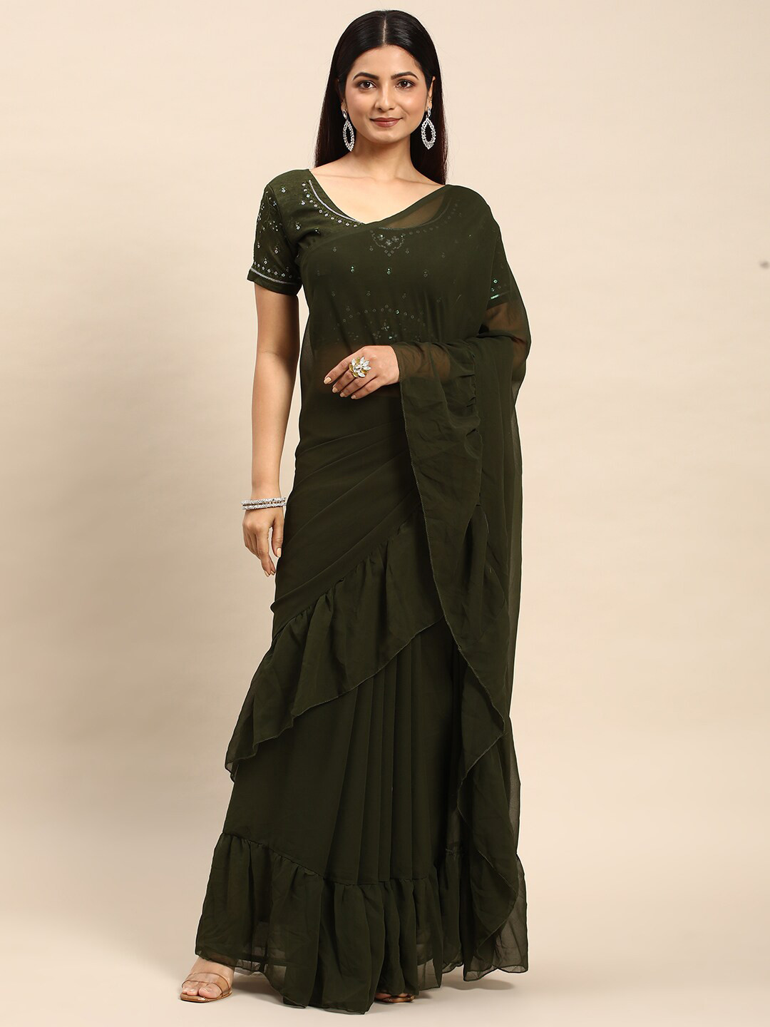 Buy Kasee Ruffles Detail Saree - Sarees for Women 24718898 | Myntra