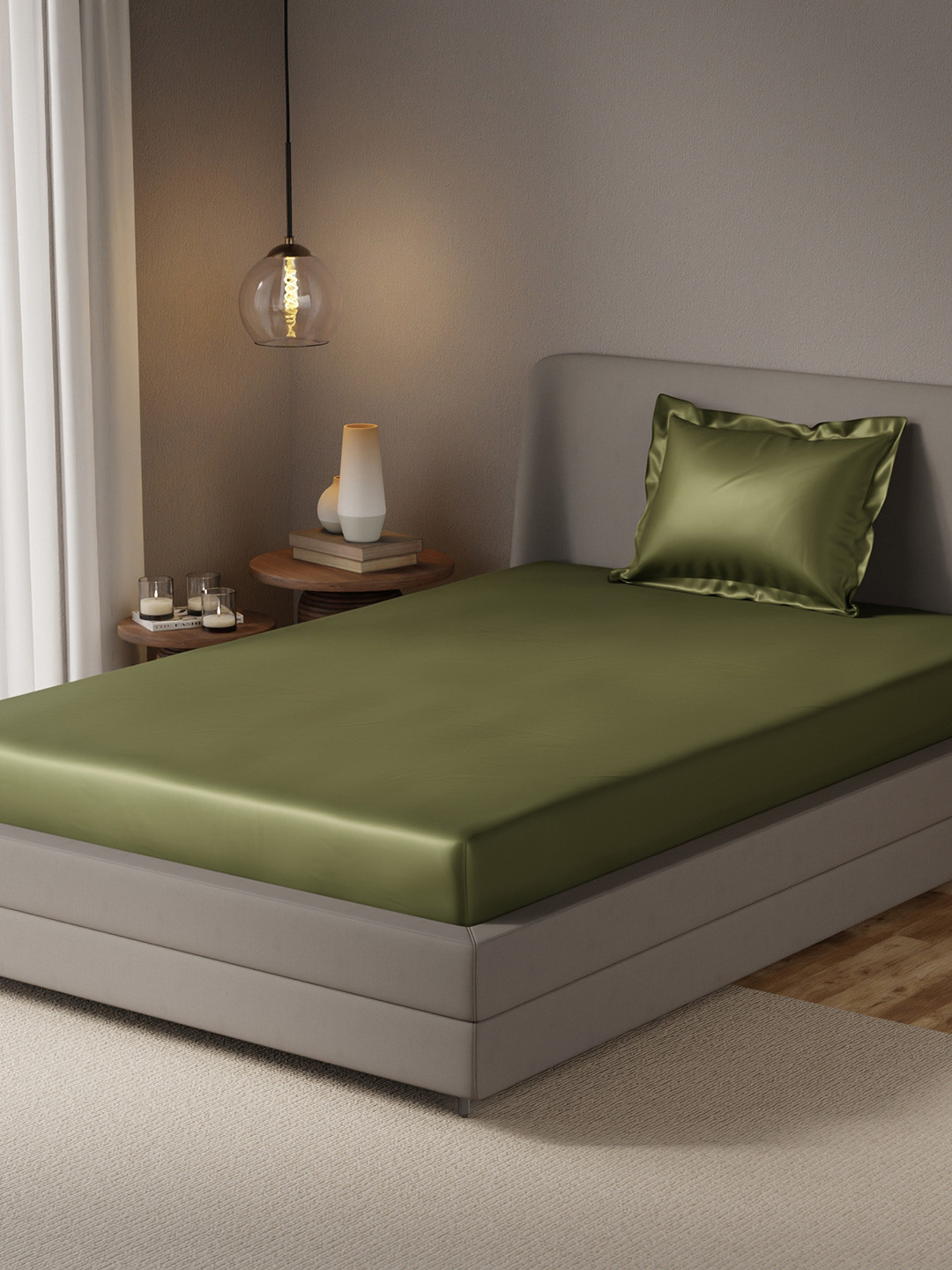 Buy Stoa Paris Date Night Olive Oasis Polyester 300 TC Satin Single ...