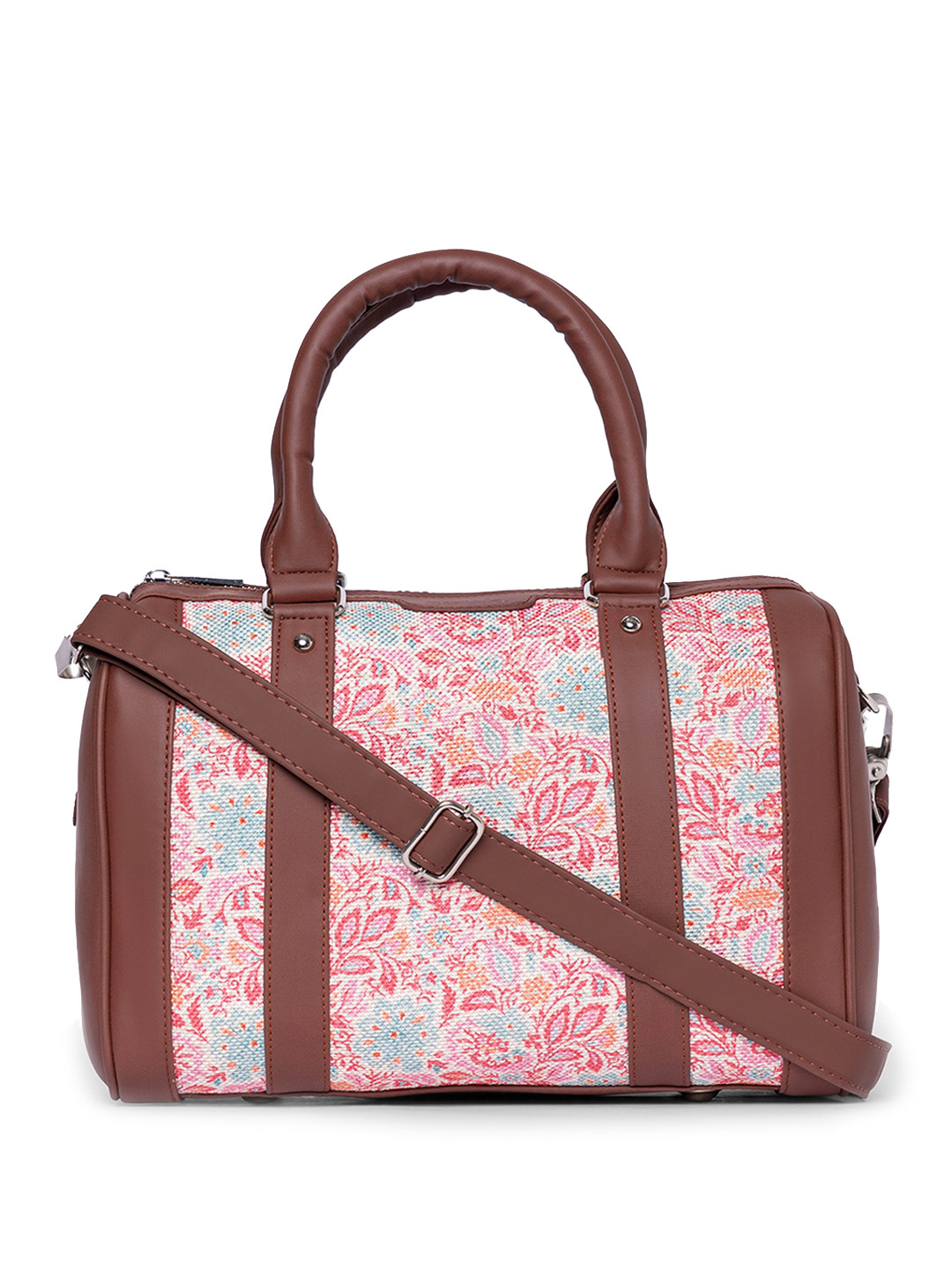 Buy ZOUK Floral Printed Structured Jute Handheld Bag - Handbags for ...