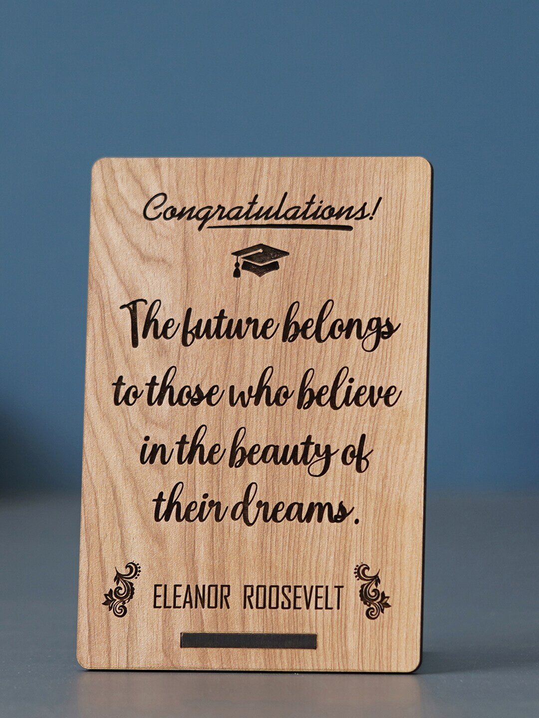 Buy ECraftIndia Brown Congratulations Wooden Rectangular Showpiece Gift ...