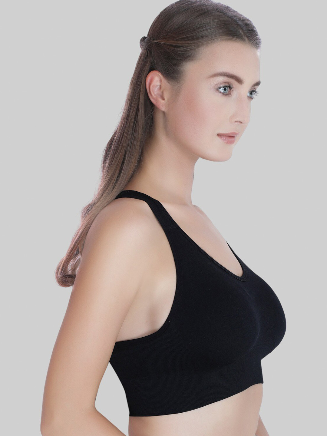 Buy PLUMBURY Full Coverage Removable Padded Rapid Dry Sports Bra With ...