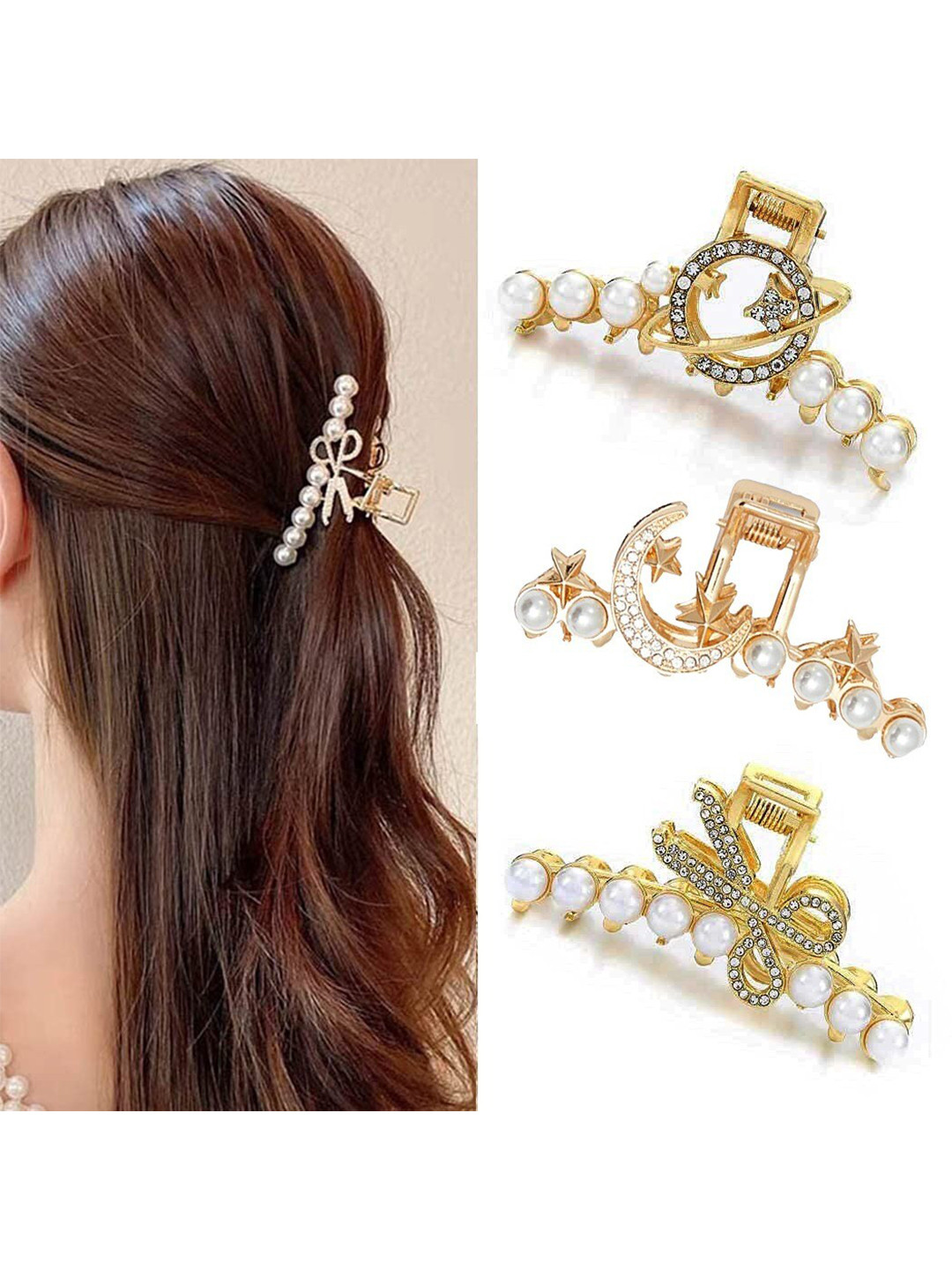 Buy VAGHBHATT Set Of 3 Beaded Hair Accessory Set - Hair Accessory for ...