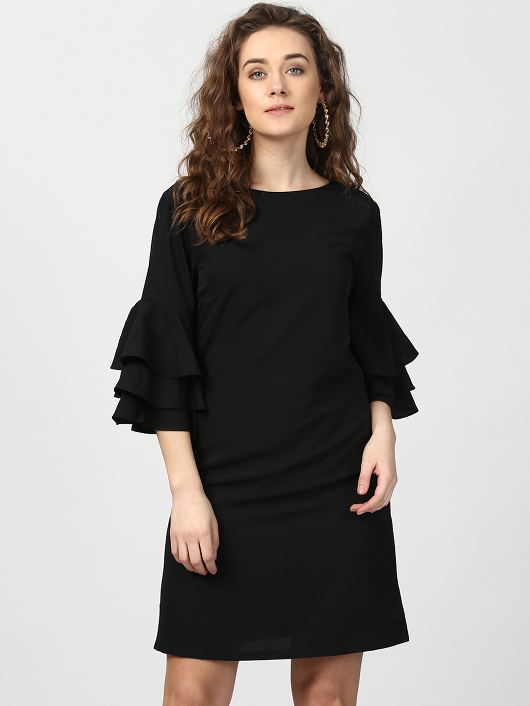 Buy Harpa Women Black Solid A Line Dress - Dresses for Women 2474191 ...