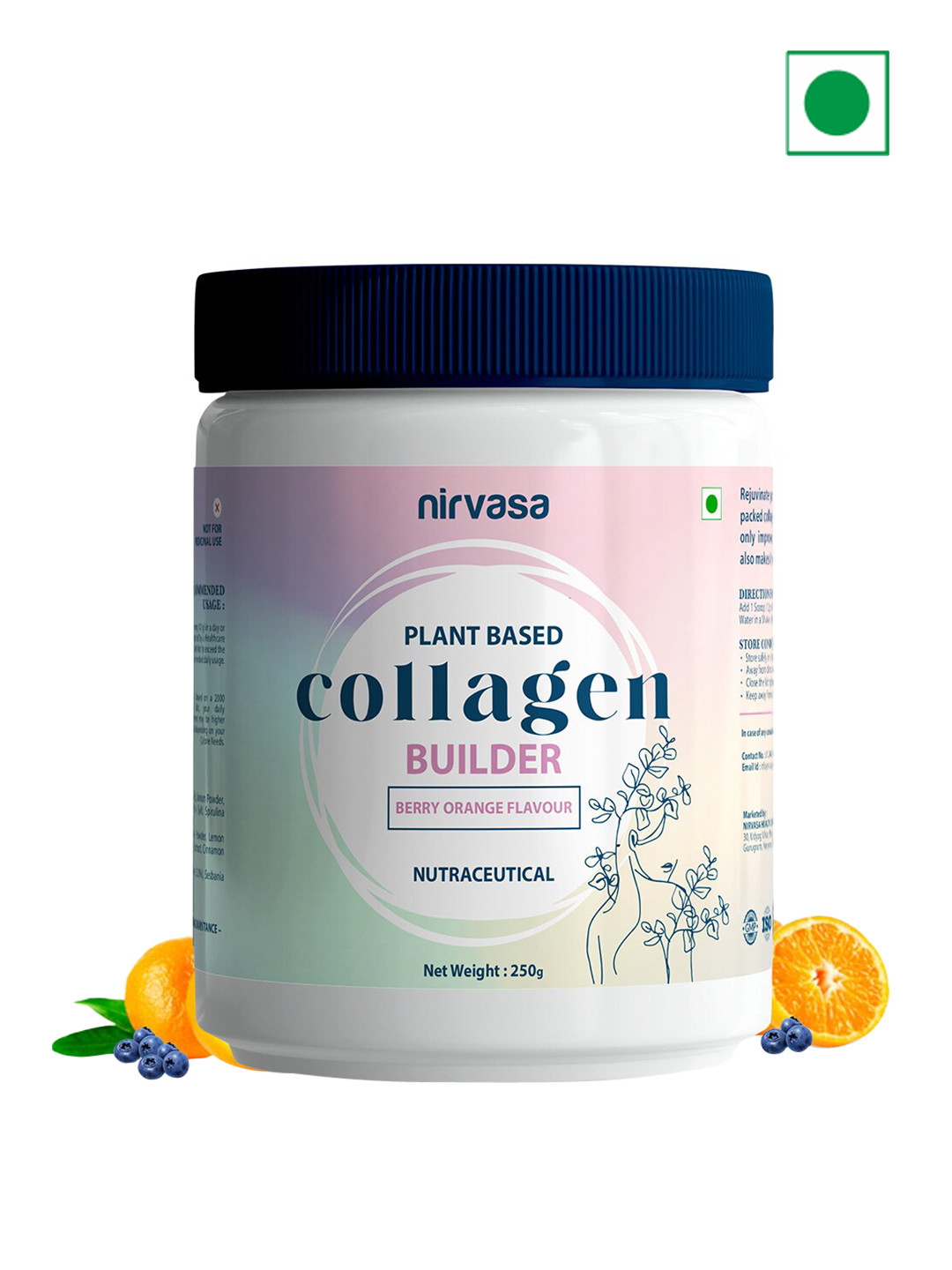 Buy Nirvasa Plant Based Berry Orange Flavour Collagen Builder Powder ...