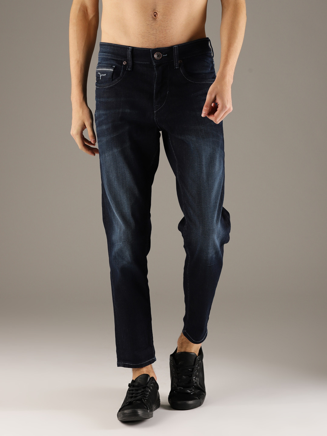 Buy Flying Machine Men Blue MJ Mankle Relaxed Fit Clean Look ...