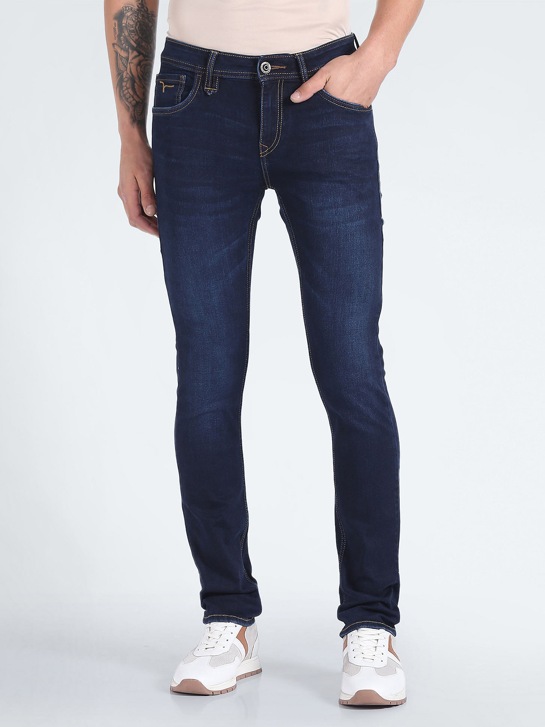 Buy Flying Machine Men Blue Slim Fit Mid Rise Clean Look Stretchable ...