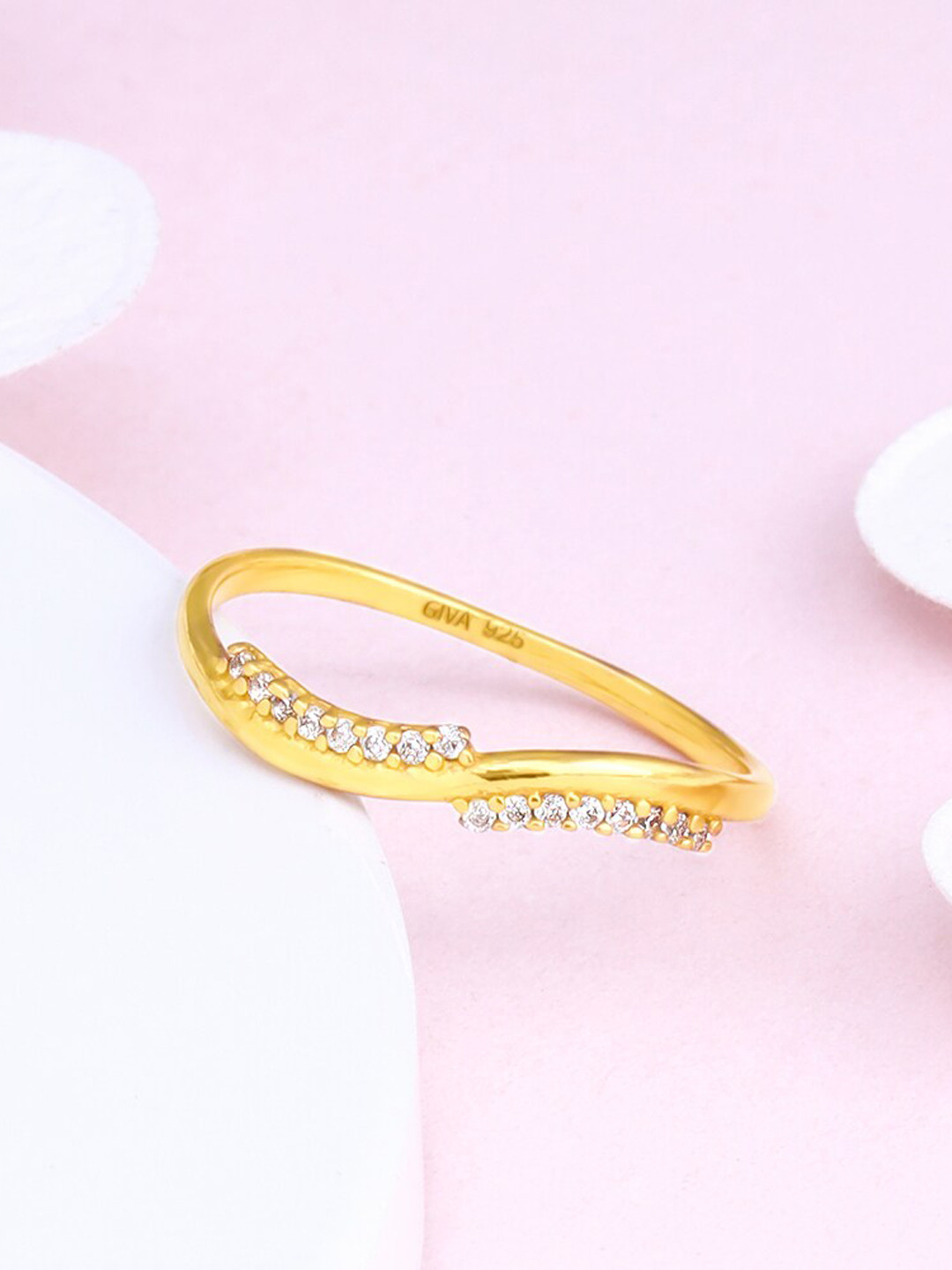 Buy GIVA 925 Sterling Silver Gold Plated CZ Studded Finger Ring - Ring ...