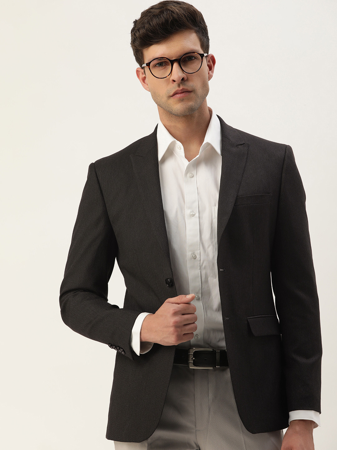 Buy Peter England Elite Neo Slim Fit Single Breasted Formal Blazer ...