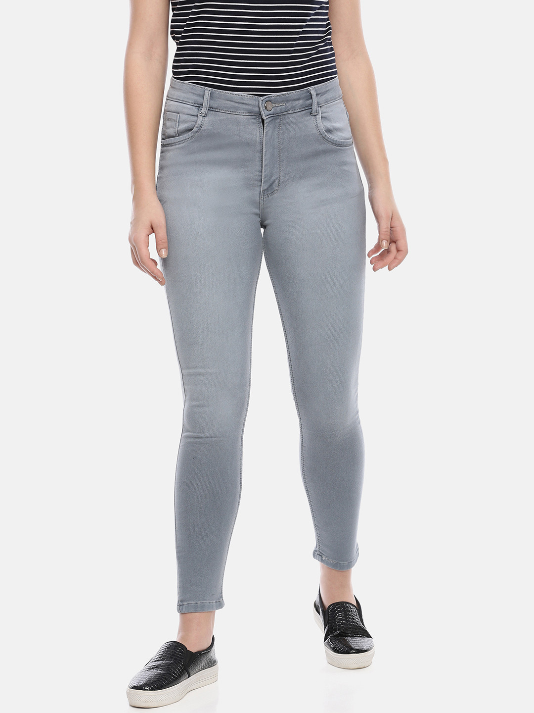 Buy GOLDSTROMS Women Slim Fit Light Fade Clean Look Stretchable Cropped ...