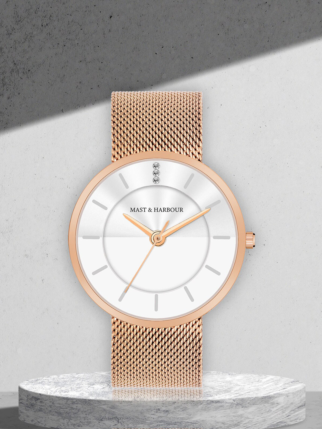 Buy Mast & Harbour Men Brass Dial & Stainless Steel Straps Analogue ...