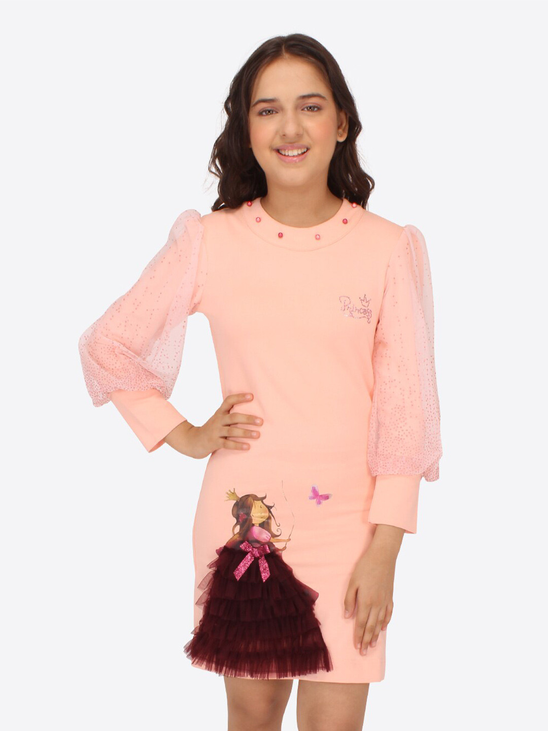 Buy CUTECUMBER Girls Applique Net Sheath Dress - Dresses for Girls ...