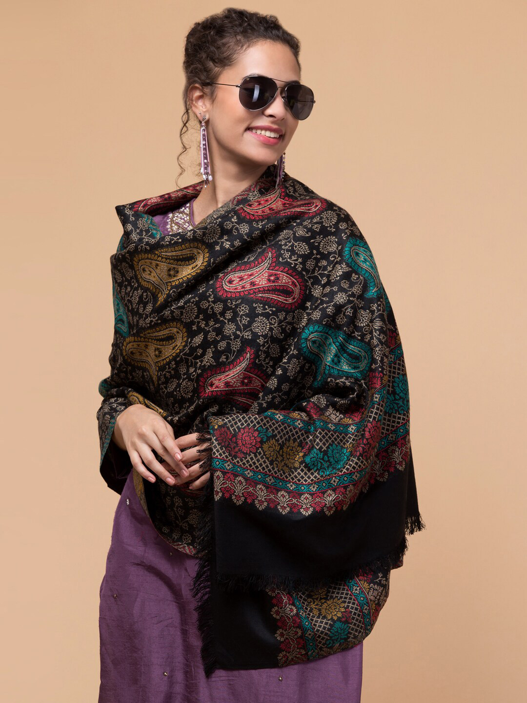 Buy Tweedle Paisely Woven Design Acrylic Shawl - Shawl for Women ...
