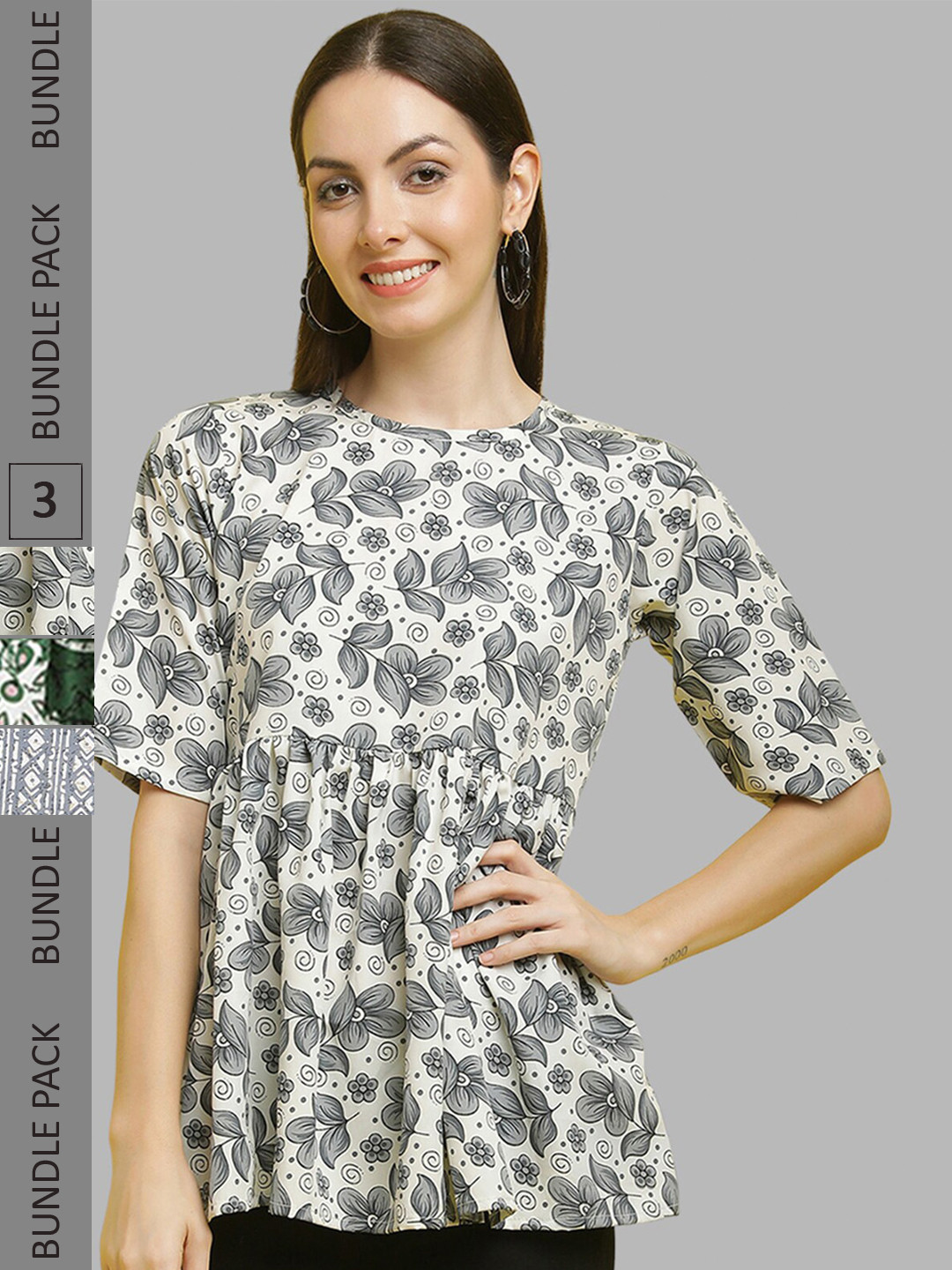 Buy Poshyaa Pack Of 3 Floral Printed A Line Tops - Tops for Women ...