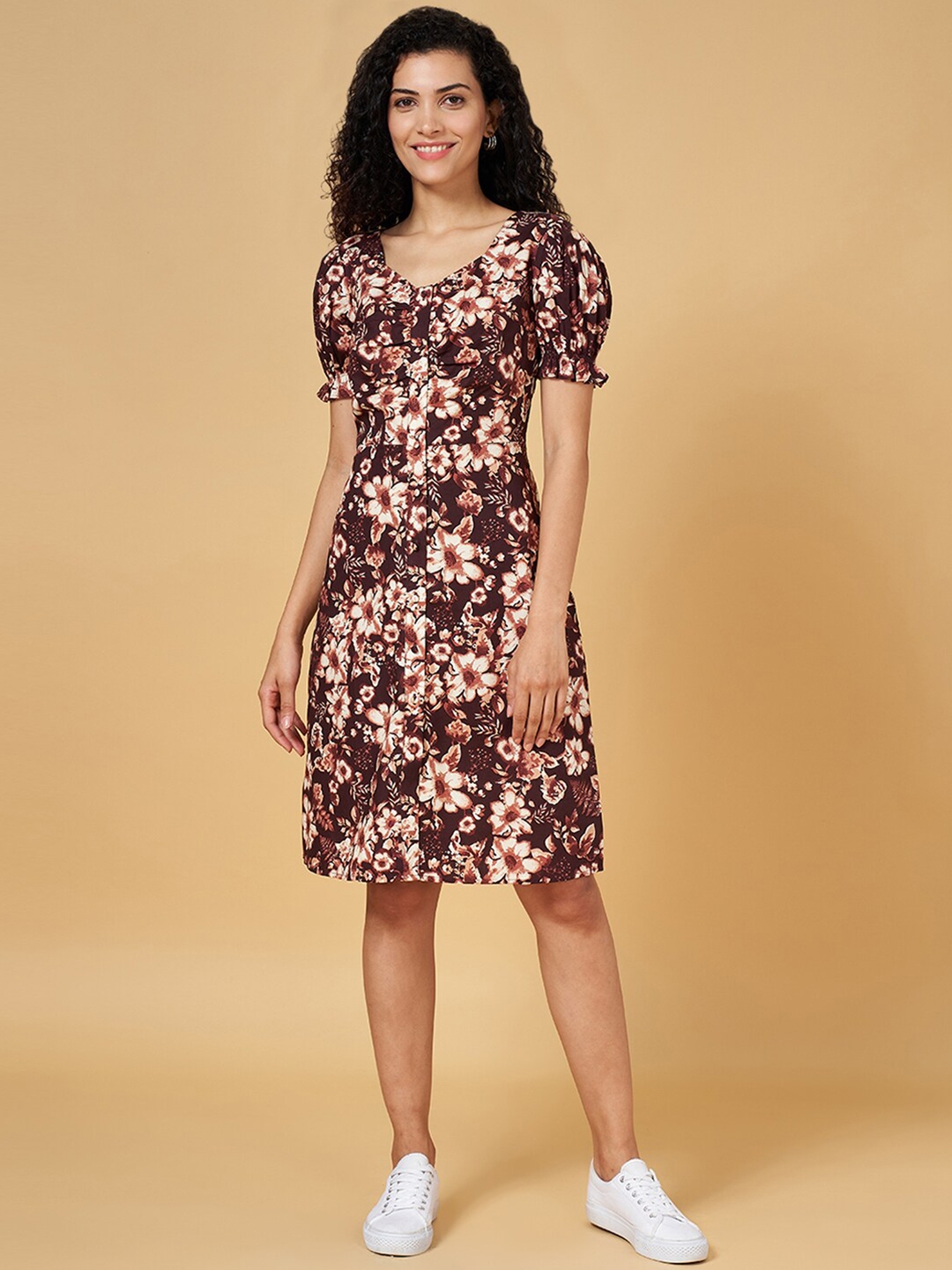 Buy Honey By Pantaloons Floral Printed V Neck Puff Sleeve Cotton Shirt