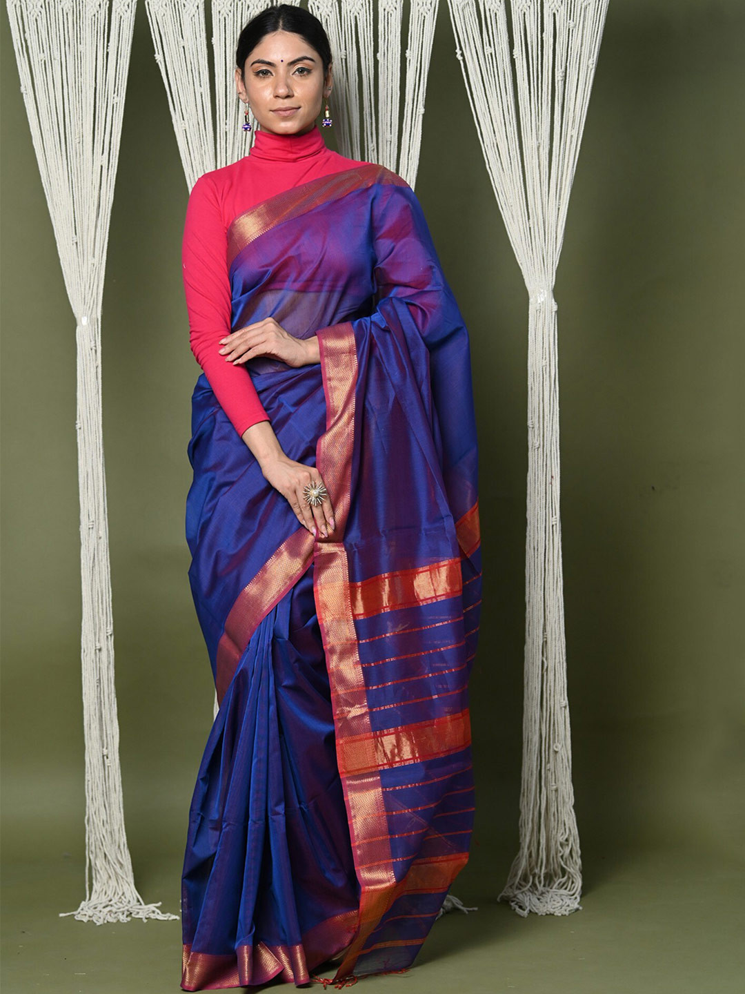 Buy Very Much Indian Zari Silk Cotton Paithani Saree - Sarees for Women ...
