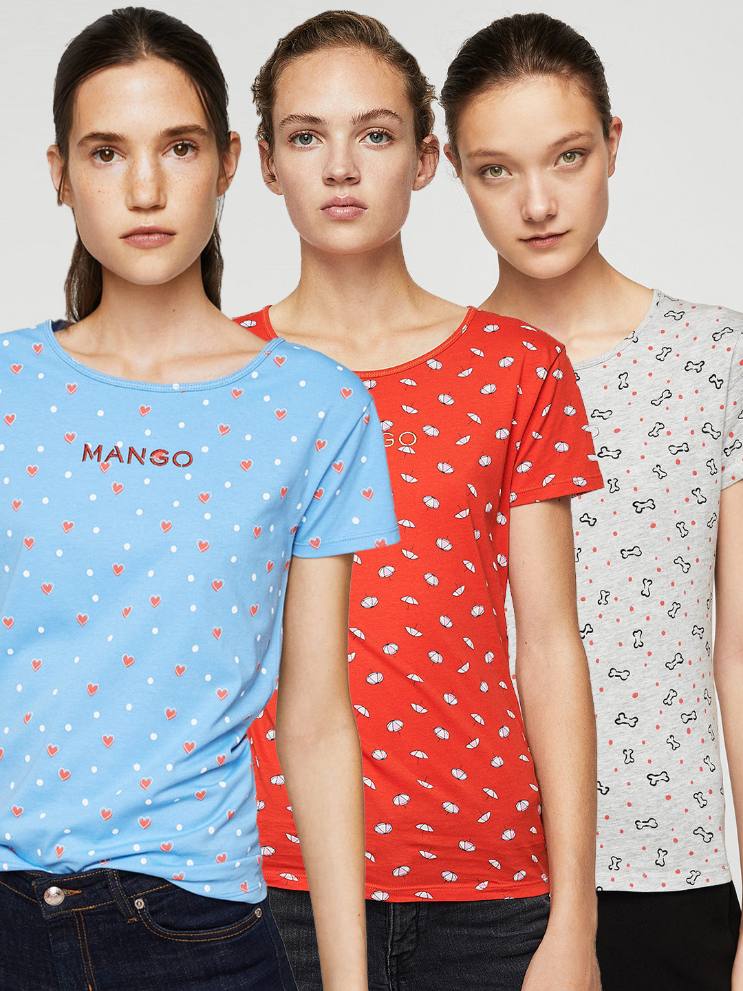 Buy MANGO Women Pack Of 3 Printed T Shirts - Tshirts for Women 2476193 ...