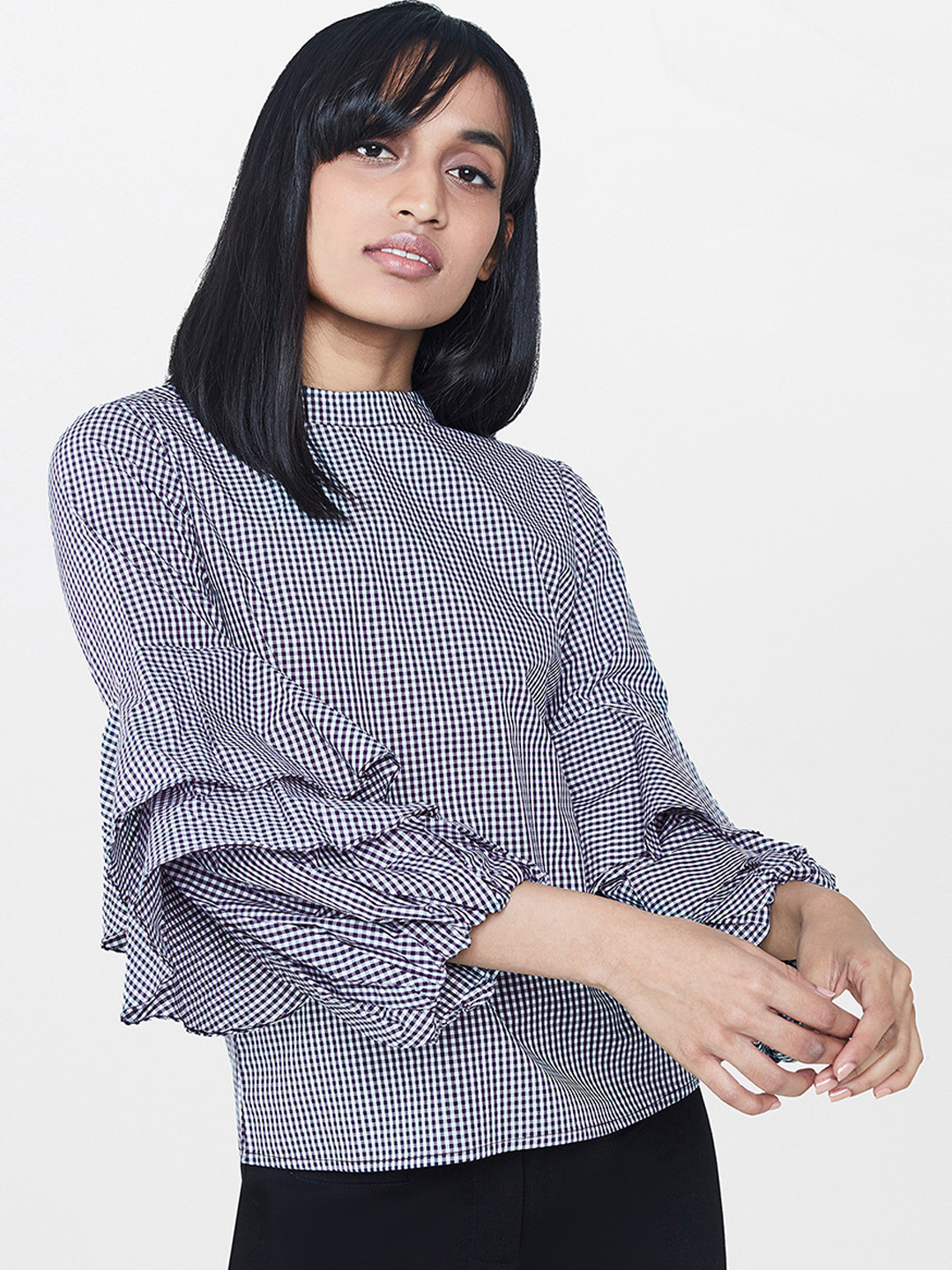 Buy AND Women Black & White Checked Top - Tops for Women 2476772 | Myntra