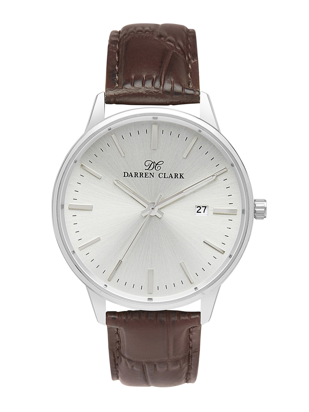 Buy DARREN CLARK Men Round Dial Leather Textured Straps Analogue Watch ...