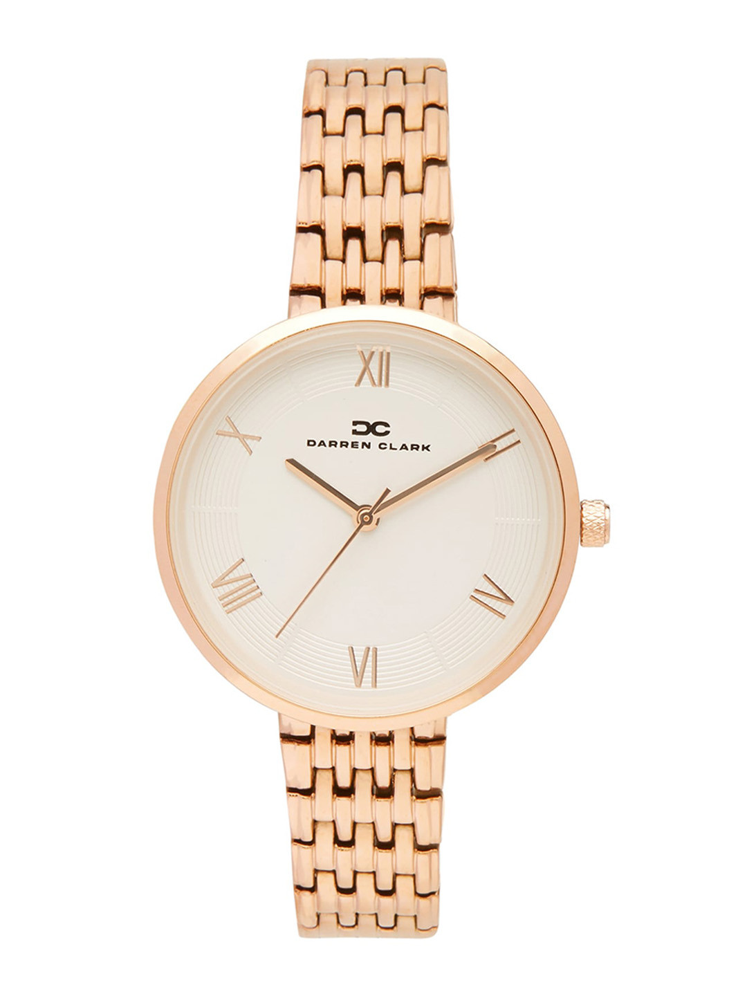 Buy DARREN CLARK Women White Brass Dial & Rose Gold Toned Bracelet ...
