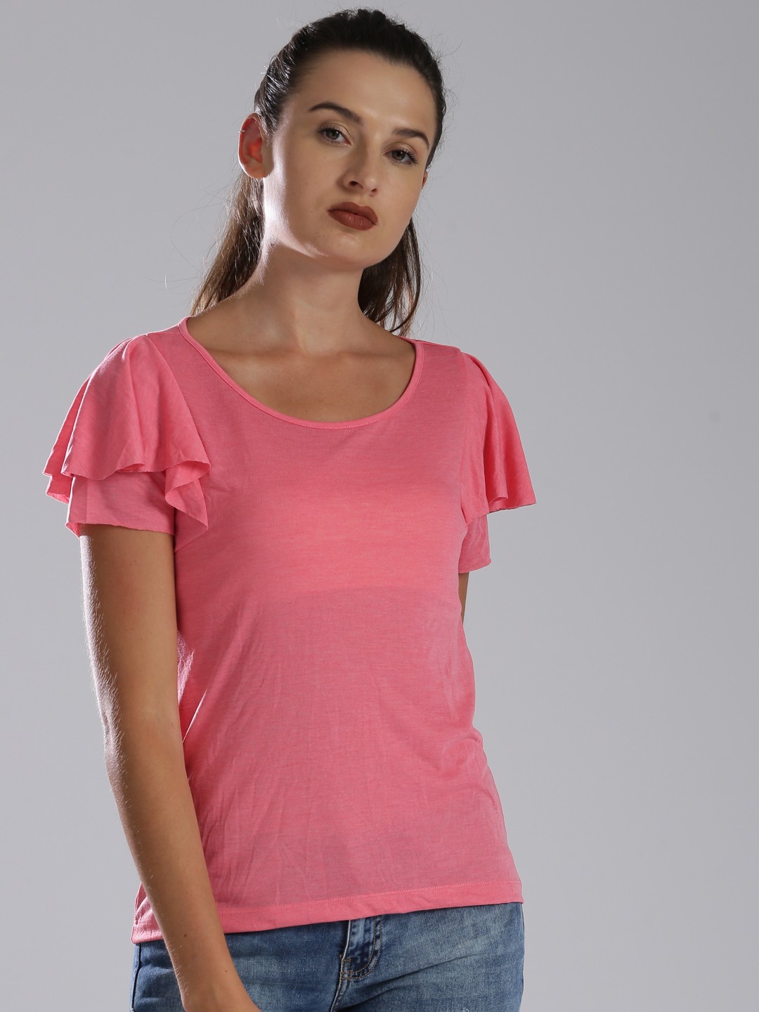 Buy Bossini Women Pink Solid Semi Sheer Top Tops For Women 2477503