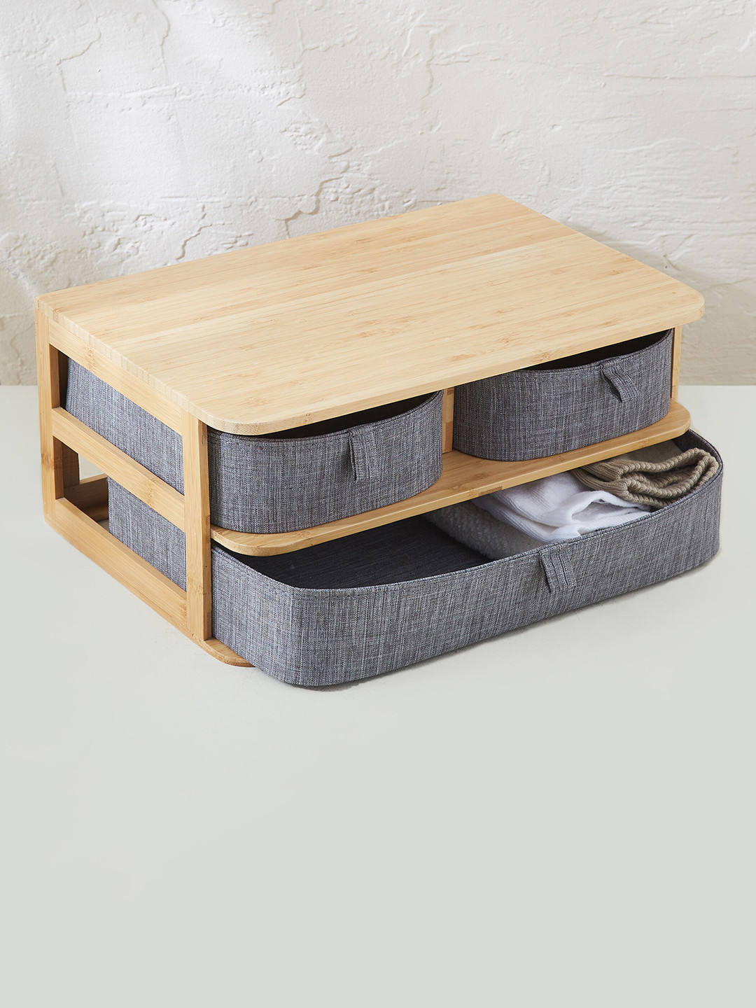 Buy Home Centre Grey Regan Bamboo 2 Tier Storage With Drawer ...