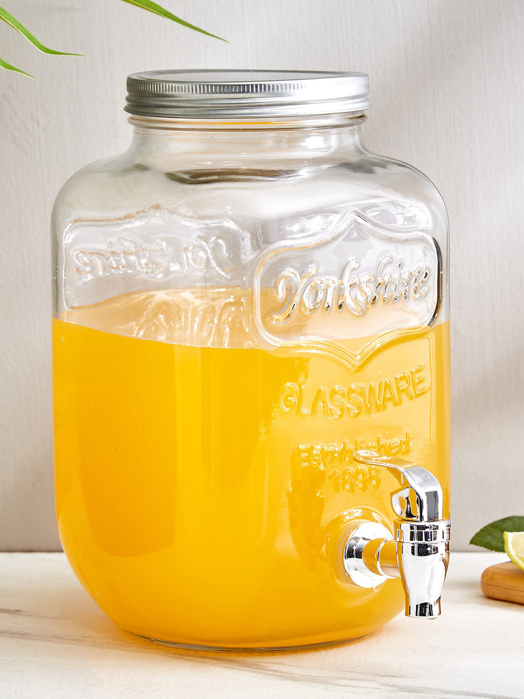 Buy Home Centre Transparent Infinity Cuba Glass Dispenser With Lid 4L ...