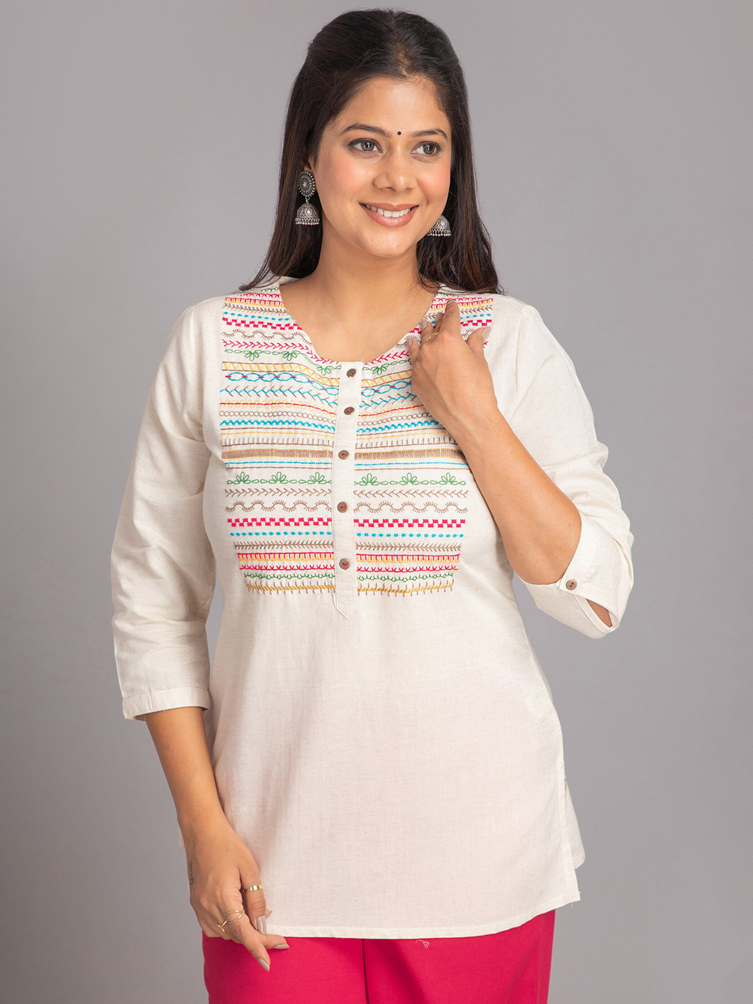 Buy SUTI Embroidered Round Neck Regular Top - Tops for Women 24776572 ...