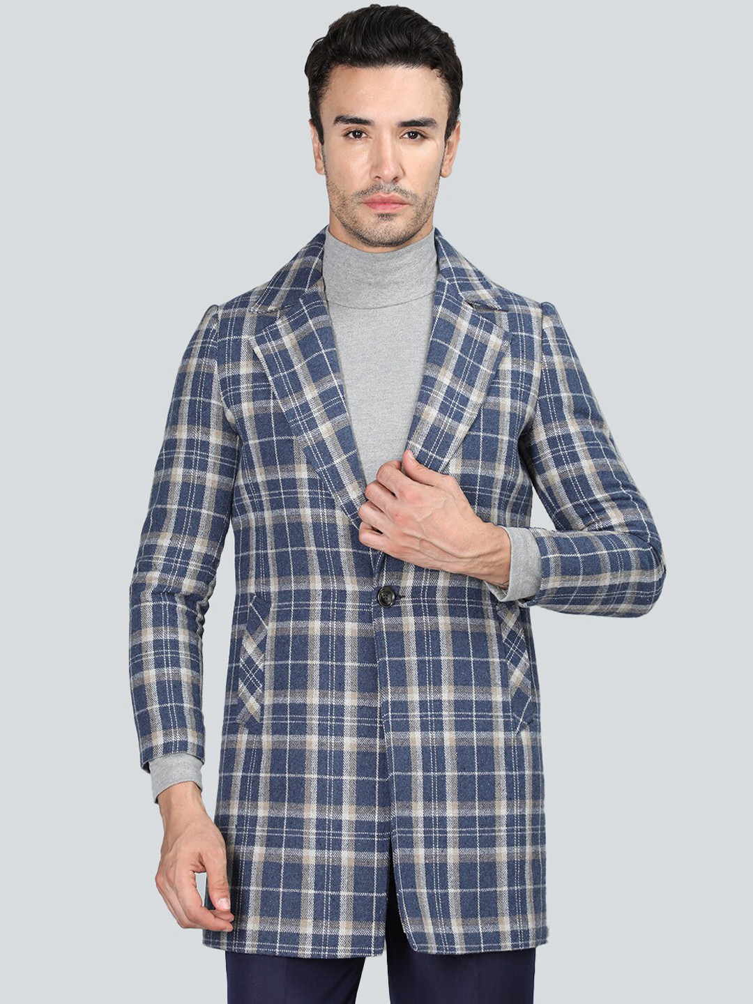 Buy CHKOKKO Checked Single Breasted Overcoat - Coats for Men 24781756 ...