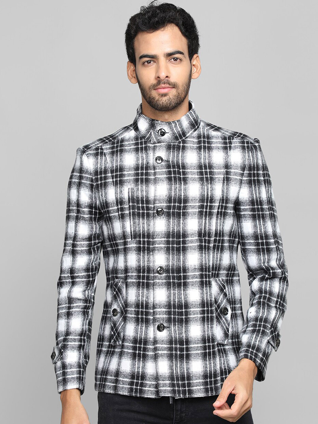 Buy CHKOKKO Checked Woollen Overcoat - Coats for Men 24781766 | Myntra