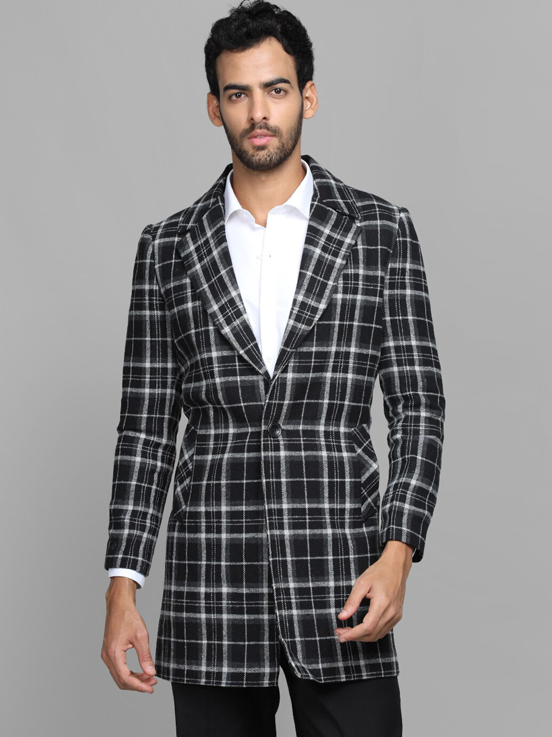 Buy CHKOKKO Checked Single Breasted Overcoat - Coats for Men 24781804 ...