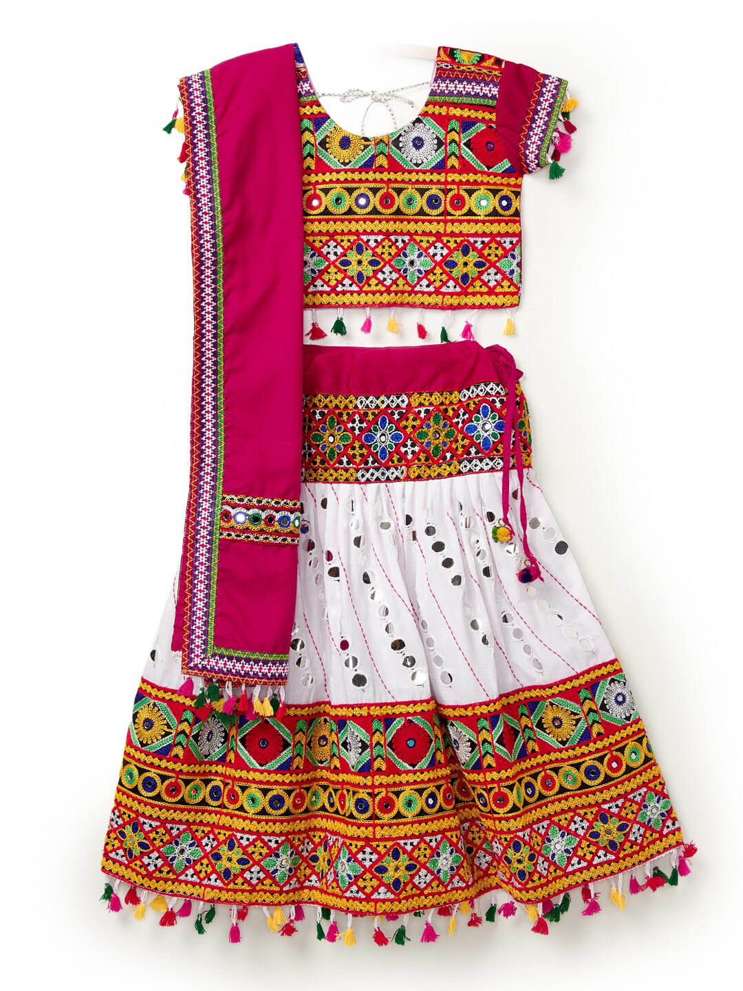 Buy BANJARA INDIA Girls Embroidered Mirror Work Lehenga & Blouse With ...