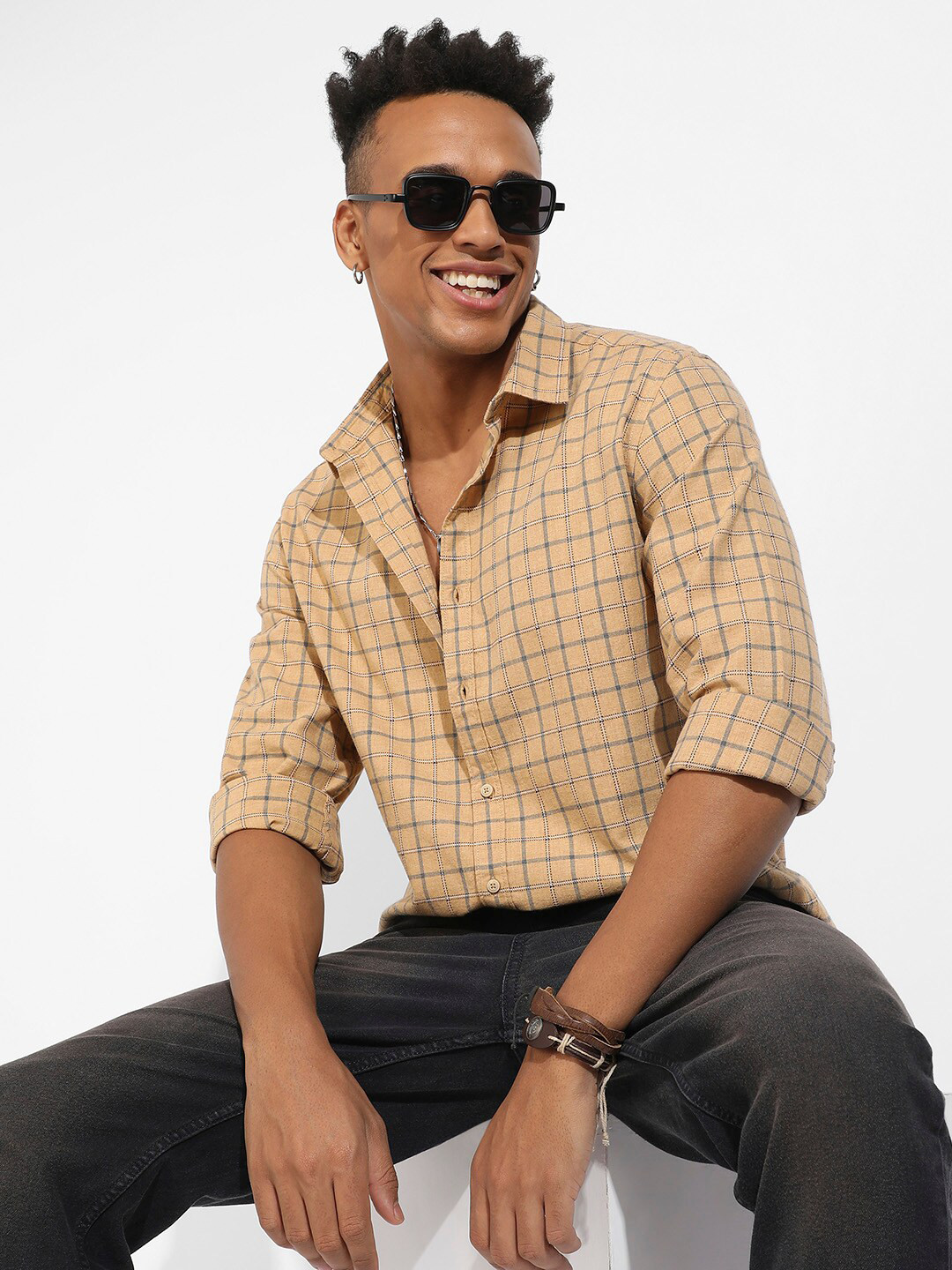Buy Campus Sutra Classic Tartan Checked Cotton Casual Shirt - Shirts ...