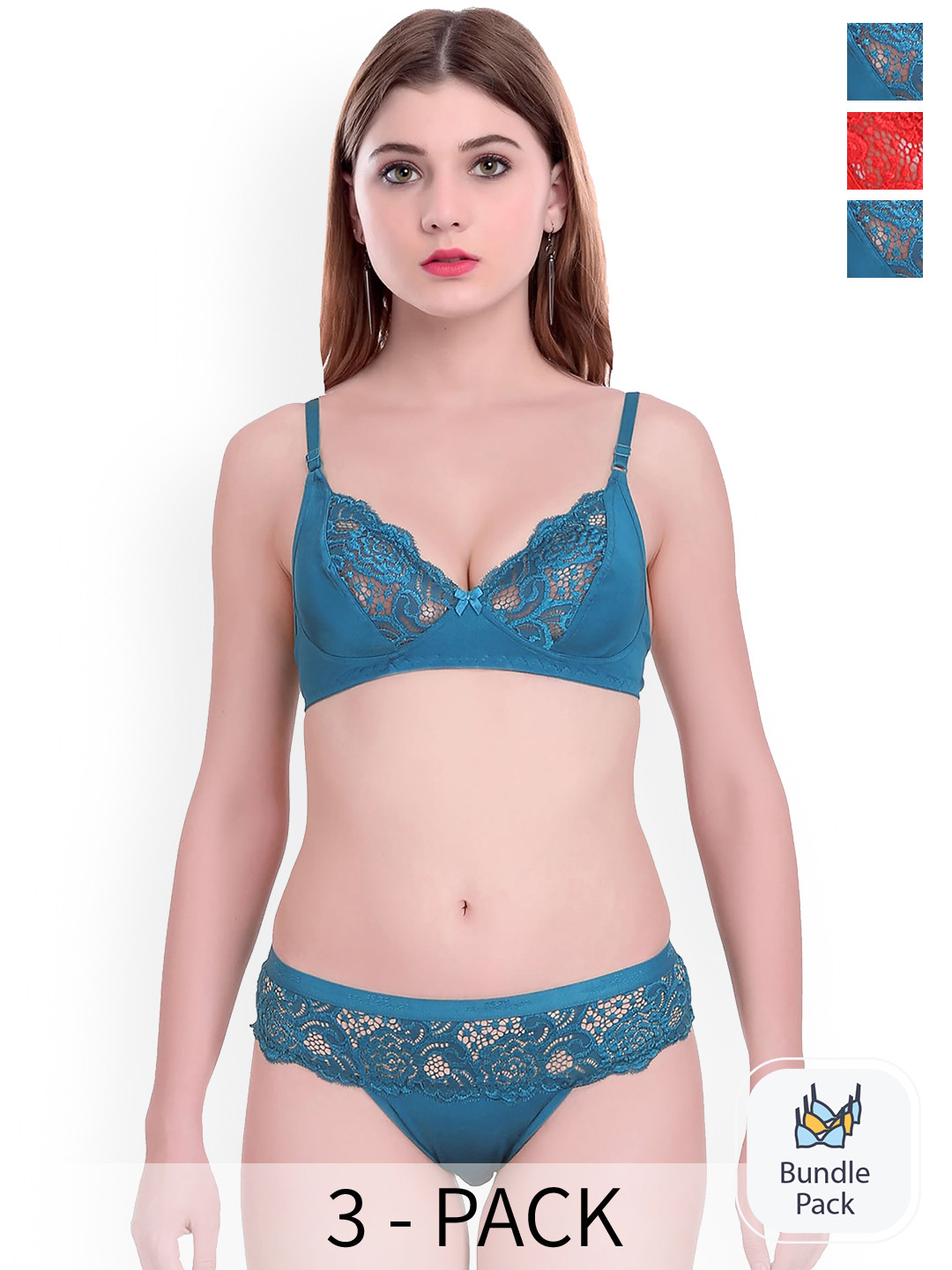 Buy Aamarsh Pack Of 3 Self Designed Cotton Lingerie Set - Lingerie Set for Women 24790084 | Myntra