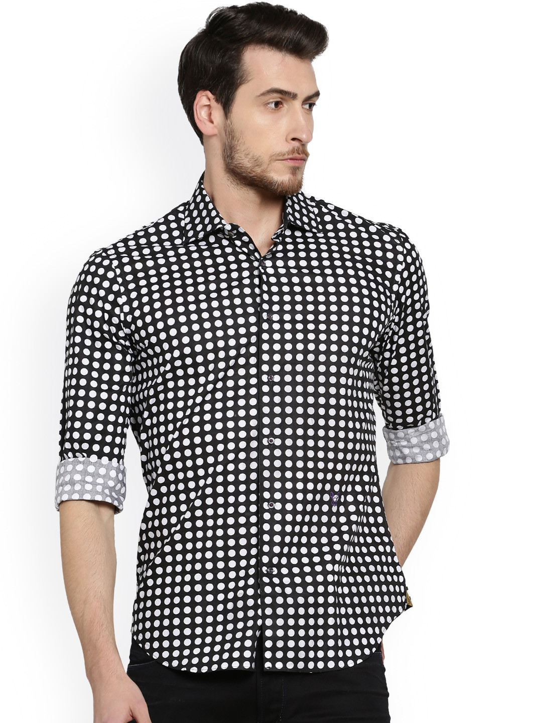 Buy RARE RABBIT Men Black Slim Fit Printed Casual Shirt - Shirts for ...