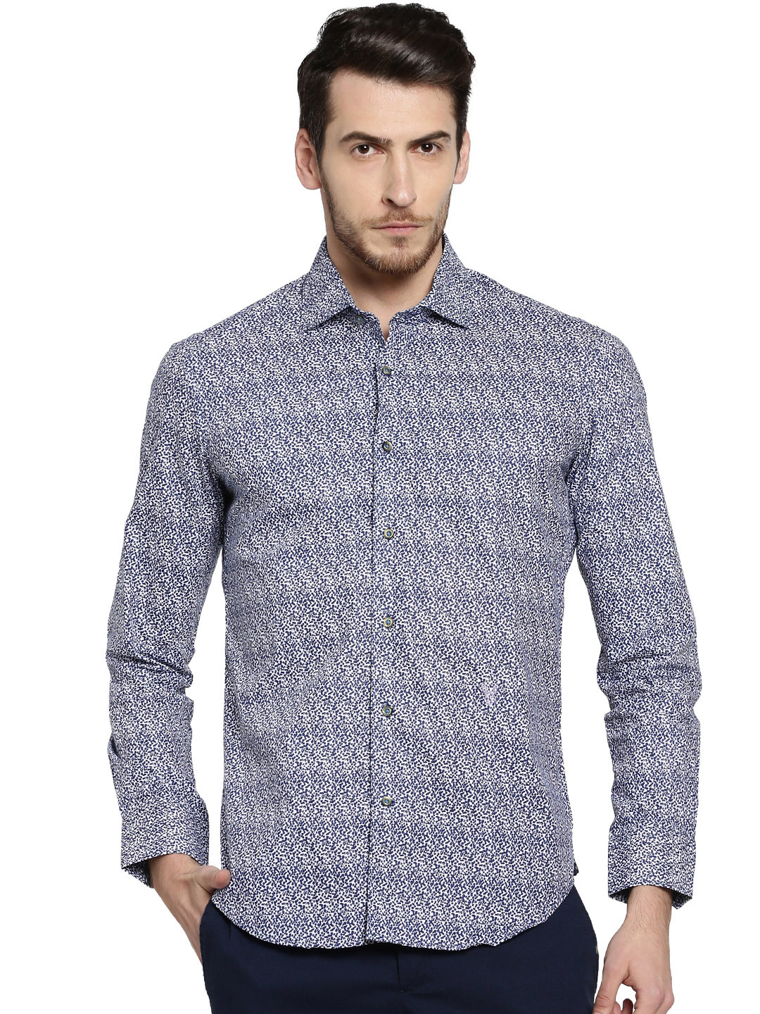 Buy RARE RABBIT Men Blue Slim Fit Printed Casual Shirt - Shirts for Men ...