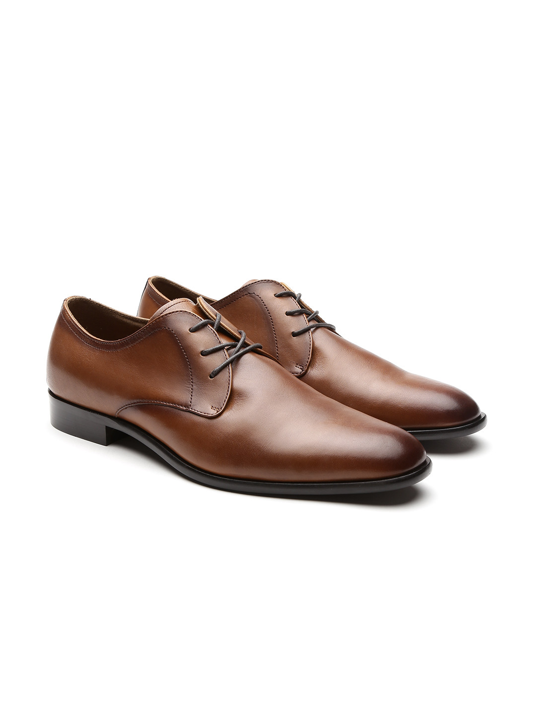 Buy ALDO Men Tan Brown Leather Formal Derbys - Formal Shoes for Men ...