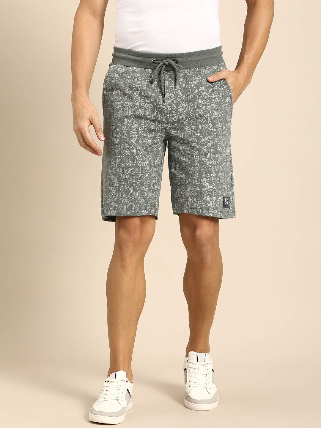 Buy Being Human Men Geometric Printed Pure Cotton Shorts - Shorts for ...