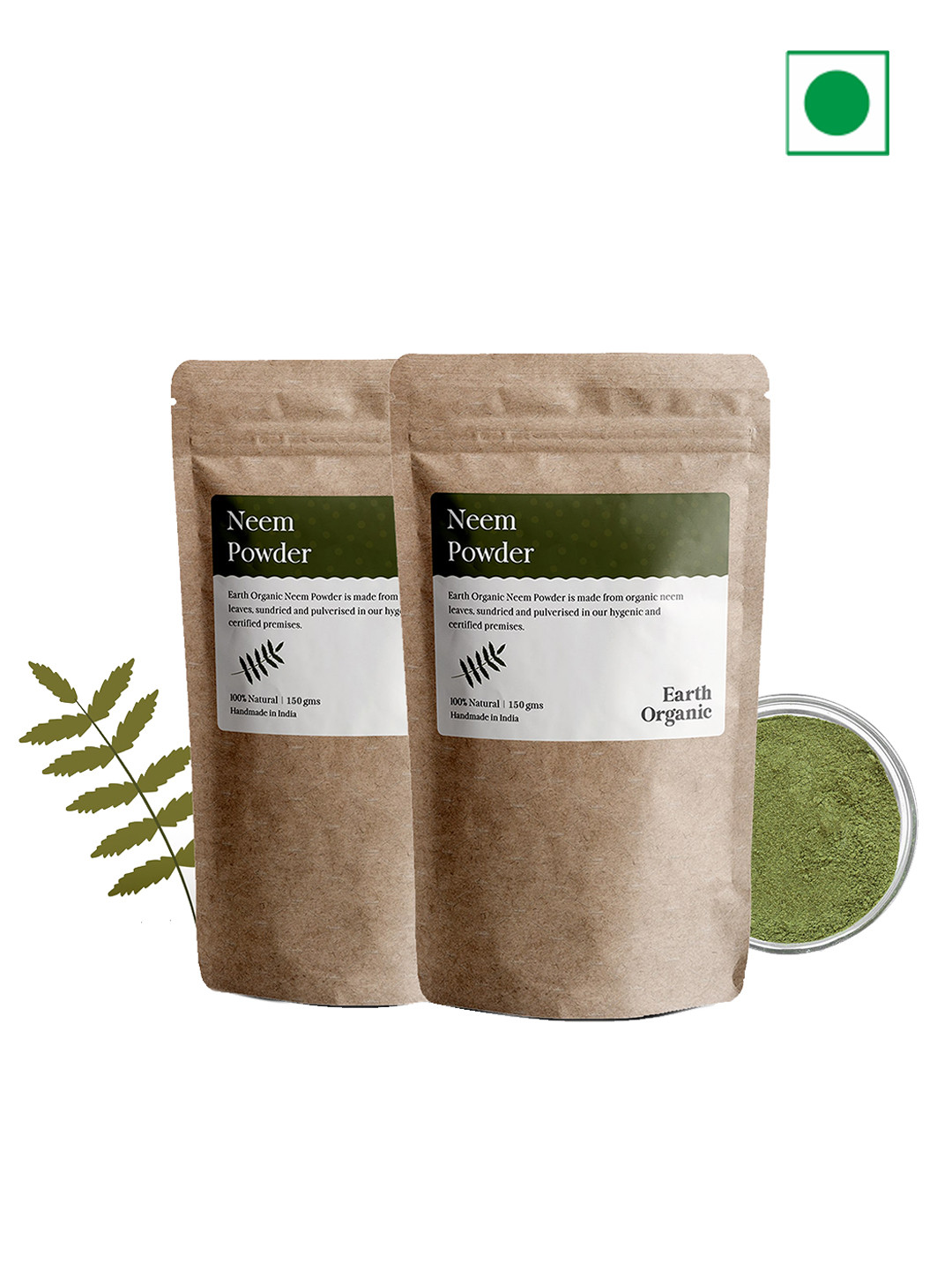 Buy Earth Organic Set Of 2 Natural & Organic Neem Powder Face & Hair ...