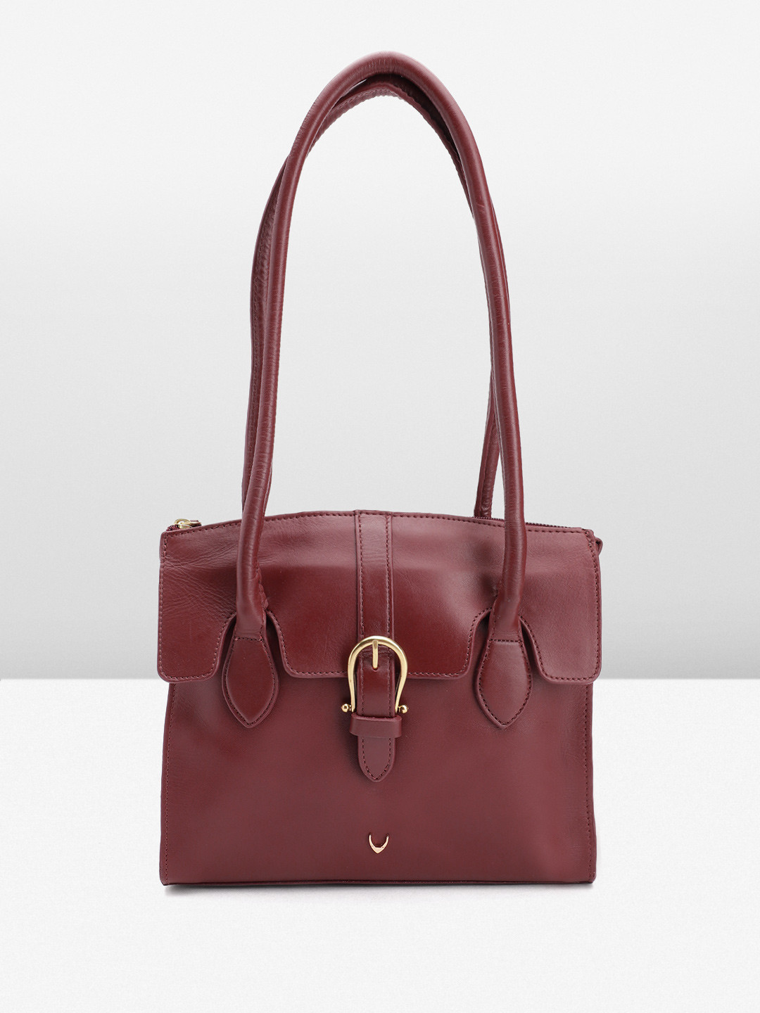 Buy Hidesign Leather Structured Shoulder Bag With Buckle Detail ...