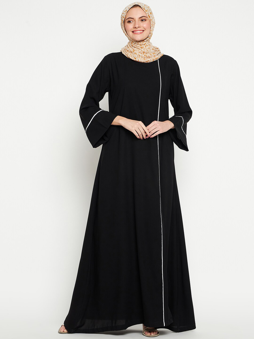 Buy NABIA Flared Sleeves A Line Abaya Burqa - Burqas for Women 24804316 ...