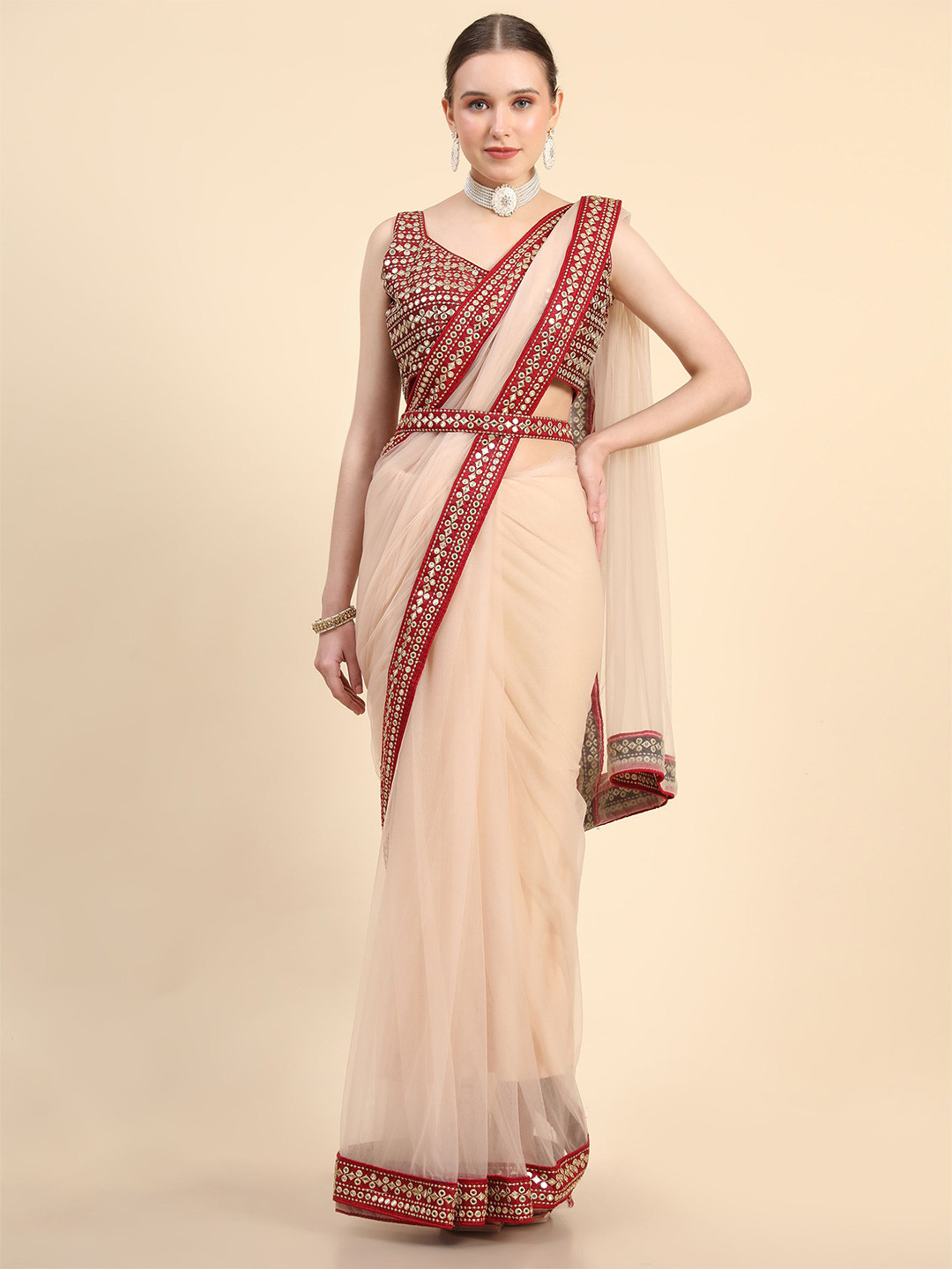 Buy HERE&NOW Embroidered Net Saree - Sarees for Women 24804486 | Myntra