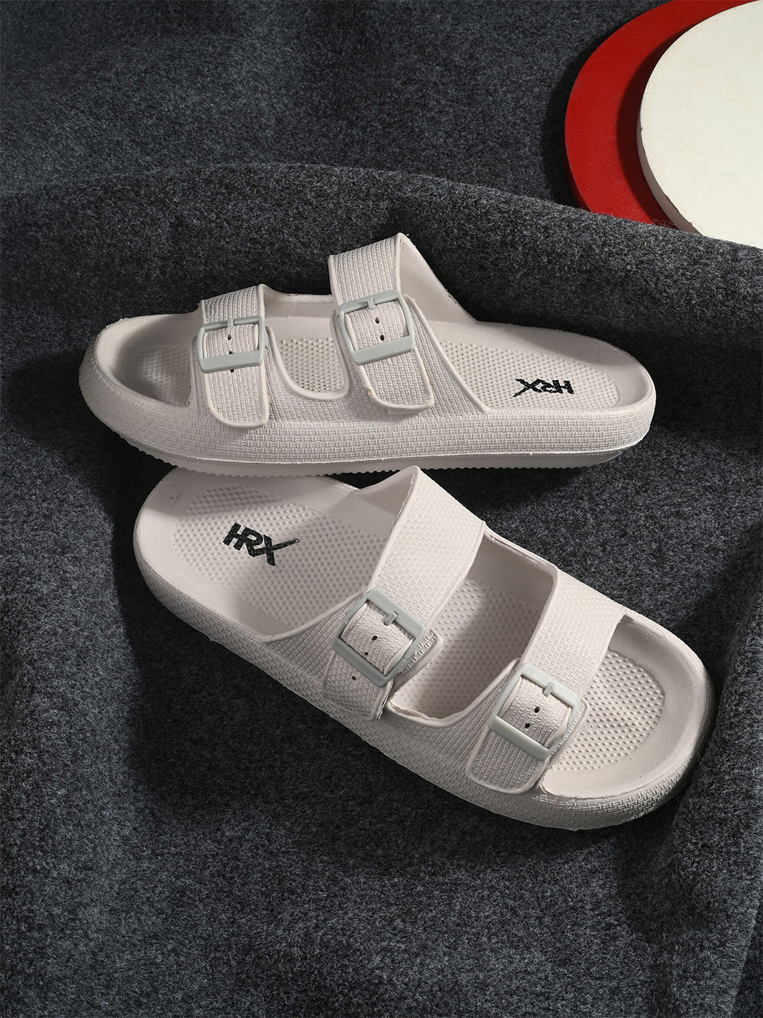 Buy HRX By Hrithik Roshan Men Beige Rubber Sliders - Flip Flops for Men ...