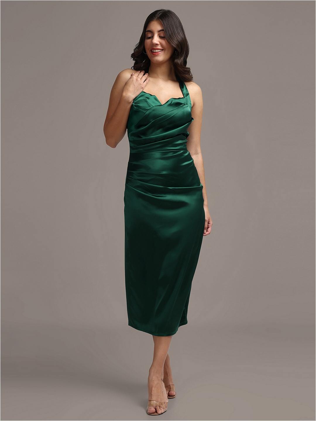 Buy Iki Chic Satin Sheath Bodycon Midi Dress Dresses For Women